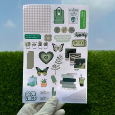 Journaling GREEN Aesthetic Themed Sticker Sheet | Journal Aesthetic ...