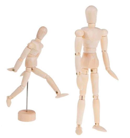 Wood 12 Artist Drawing Manikin Articulated Mannequin with Base and ...