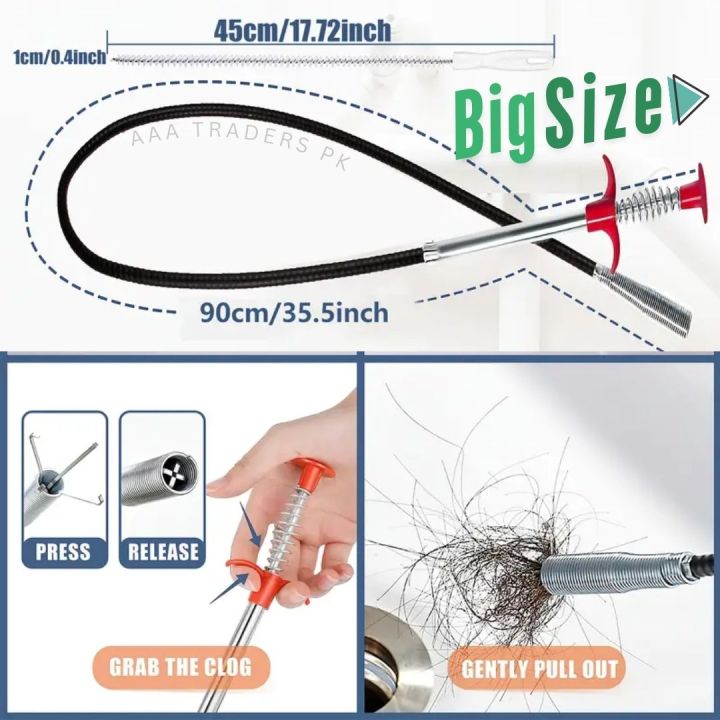 85cm Flexible Wire brush Hand Kitchen Sink Cleaning Hook Sewer Dredging ...