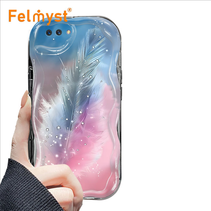 FELMYST for OPPO A12E A3S Realme C1 Back Cover Radiant Colored Feathers ...