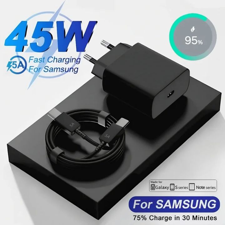 45W 5A Super Fast Charger For Samsung S25 S24 S23 S22 Plus Note 20 ...