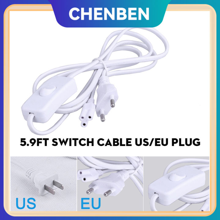 5 9ft 1 8meter Switch Cable Us Eu Plug For T5 Led Tube Lamp Wire
