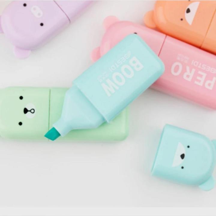 2024 6pcs/Set Cute Cartoon Mini Highlighter Pens Kawaii Pastel Colors ...