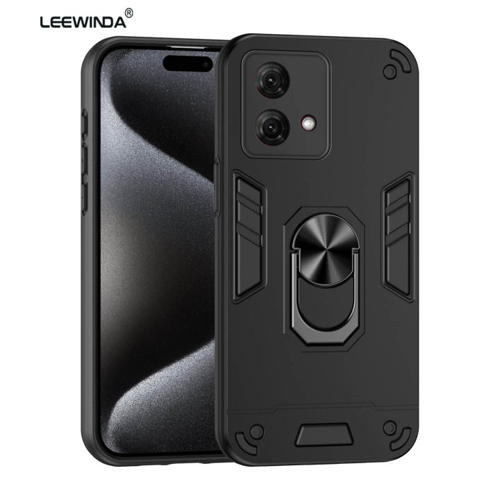 For Motorala G84 5G Phone Case，360 Warrior Armor Metal Bracket Hard PC ...