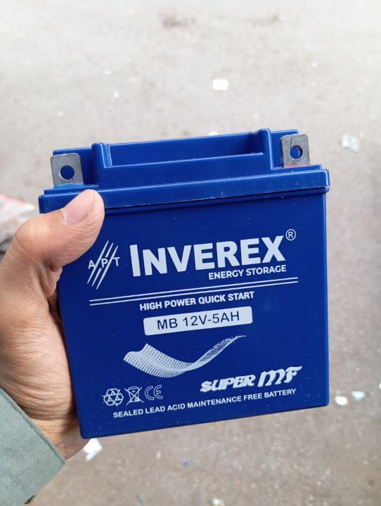INVEREX BATTERY YBR Original Size Battery 12V 5Amper For YBR125 All ...