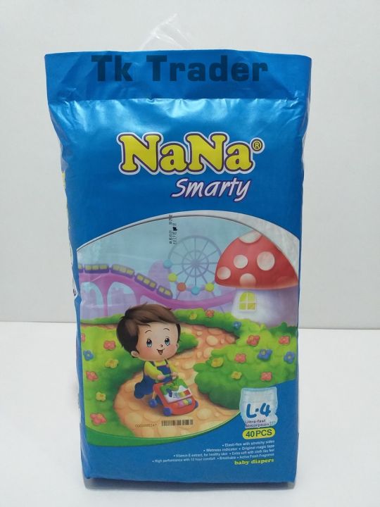 Nana Smarty Baby Diapers/Pamper Large Size 4 ( 40 Pieces ) | Daraz.pk