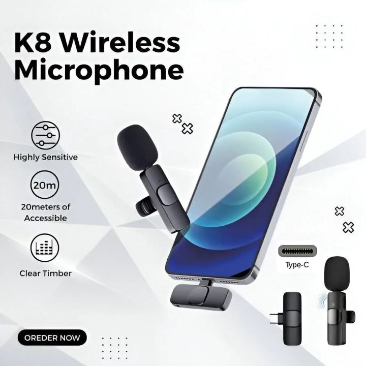 Wireless MIC Type C/IOS/Android Mic K8 Wireless Single Microphone For ...