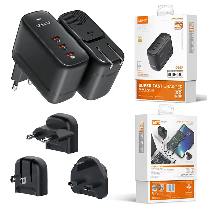 LDNIO Q366 GaN 65W PD QC4.0+ A+2C usb c quick charging universal travel ...