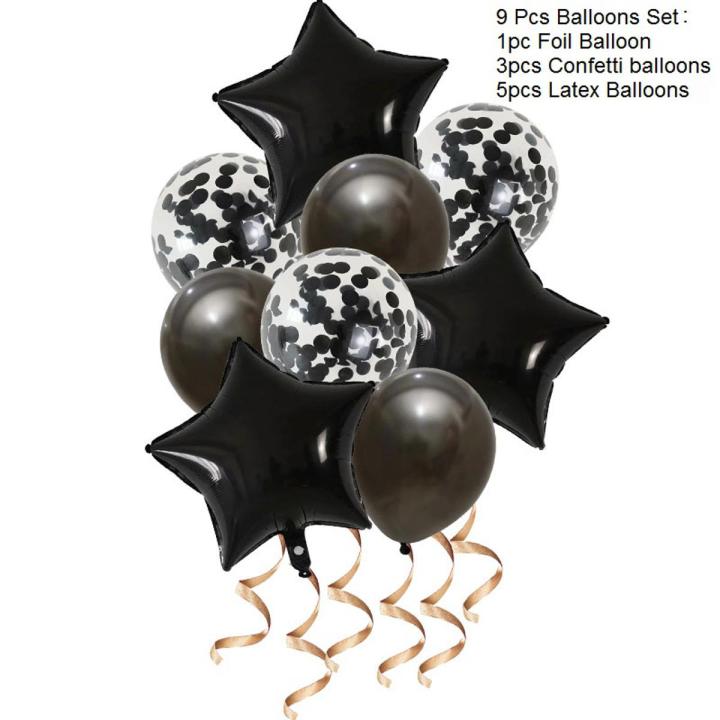 Pack of 9 Pcs Confetti Decorative Party Balloons Set (Foil Stars ...