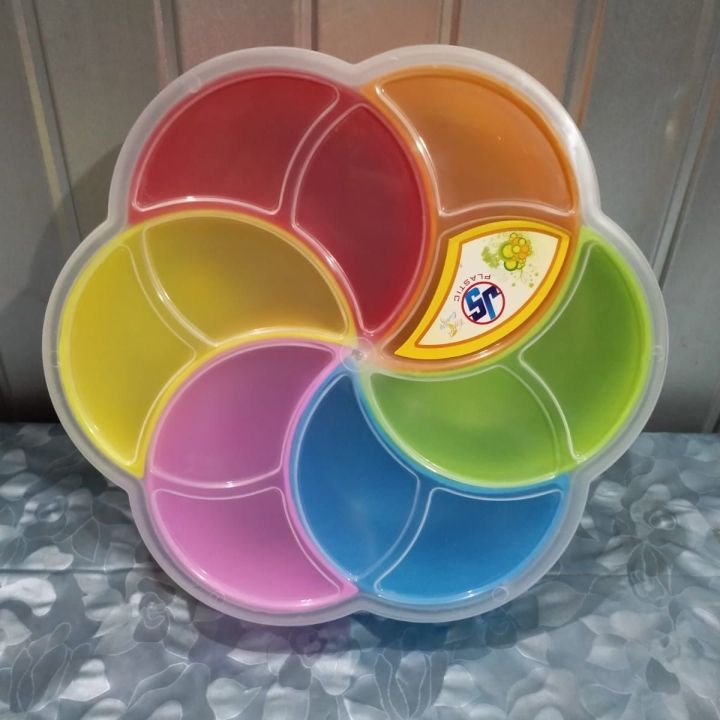 Round Masala Box (Spice Box) 6 In 1 Partition Kitchen Seasoning Box ...