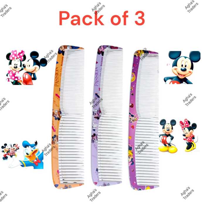 Disney Mickey Mouse Cartoon Style Fancy Hair Combs For Kids Pack of 3 ...