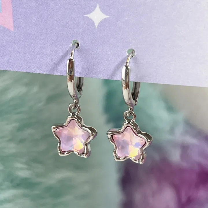 Gothic Cute Dream Fairy Moonlight Stone Star Pendant Earrings For Egirl Y2K EMO 2000s Harajuku ...
