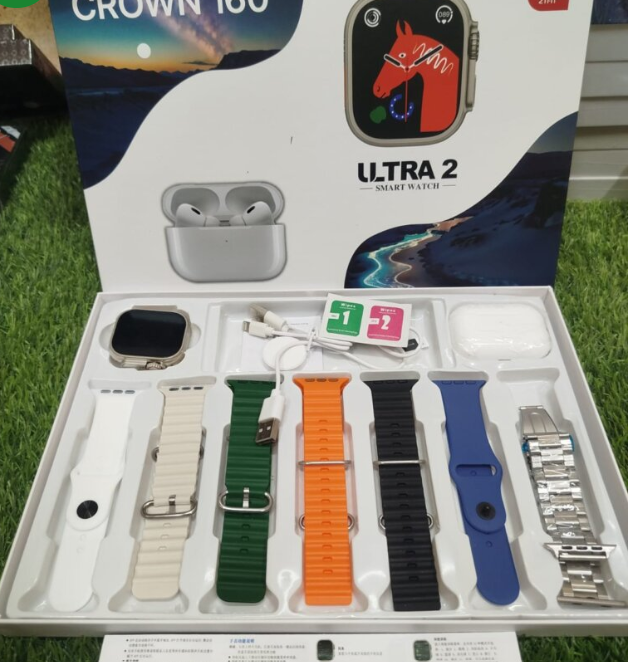 CROWN i60 Ultra 2, 7 straps watch with earbuds New Addition for Smart ...
