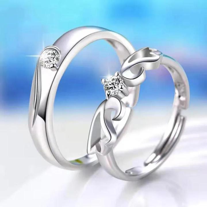 2Pcs/sets New Fashion Couple Korean Version Opening Love Couple Ring ...