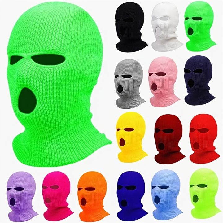 Winter Warm Head Cover, 3-hole Knitting Ski Mask Cold Proof Riding Full ...