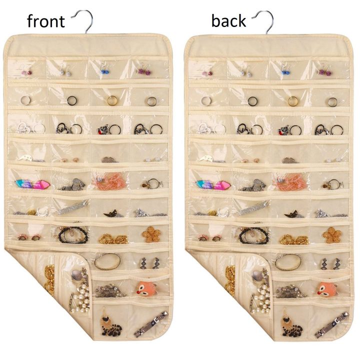Jewelry Organizer 80 Pocket Jewelry Organizer Closet Organizer Hanging Storage Double Sided Jewelry Organizer hanging Jewelry Organizer Pockets Hanger Hanging Jewelry Organizer Double Sided Storage wi...