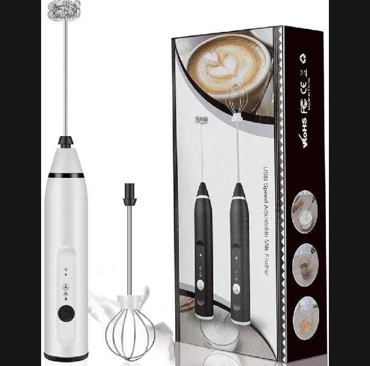 3-Speed USB Rechargeable Electric Milk Frother – 2 in 1 coffee beater ...