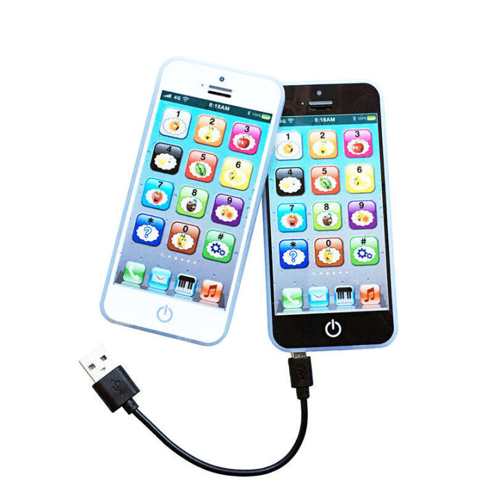 Children's mobile smart toy with USB cable simulation phone English ...