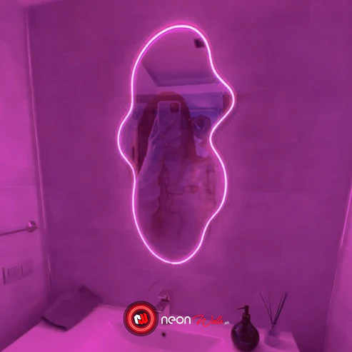Wavy Selfie Neon Mirror - Neon Light Neon Lights Mirror for wall Mirror ...