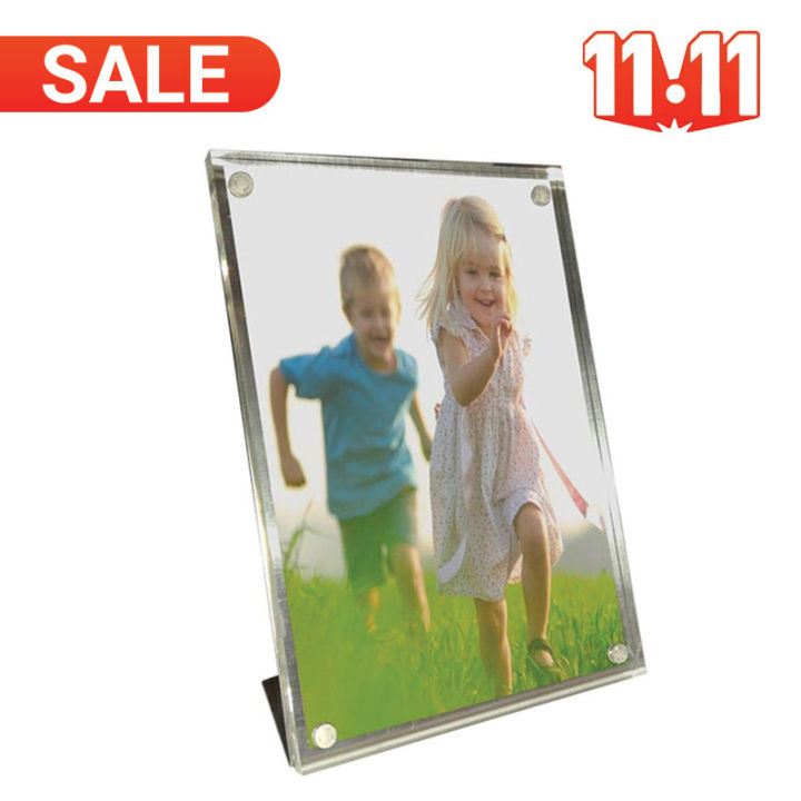 Acrylic L-Shape Magnet Desk Sign Flyer Holder Photo Frame QR Stand ...