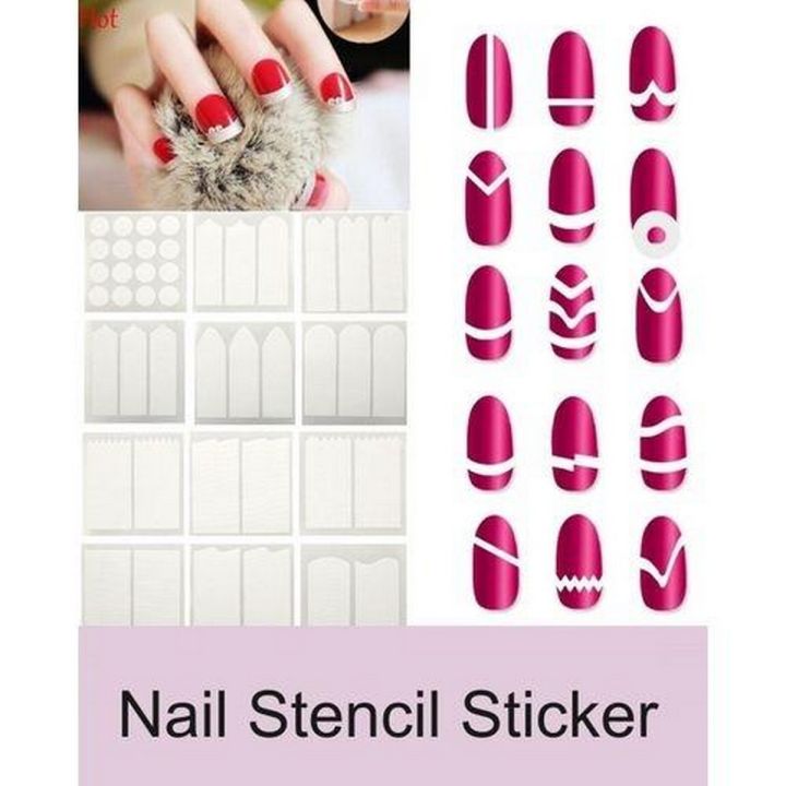 9 Sheets French Manicure Diy Nail Art Tips Guides Stickers Stencil ...
