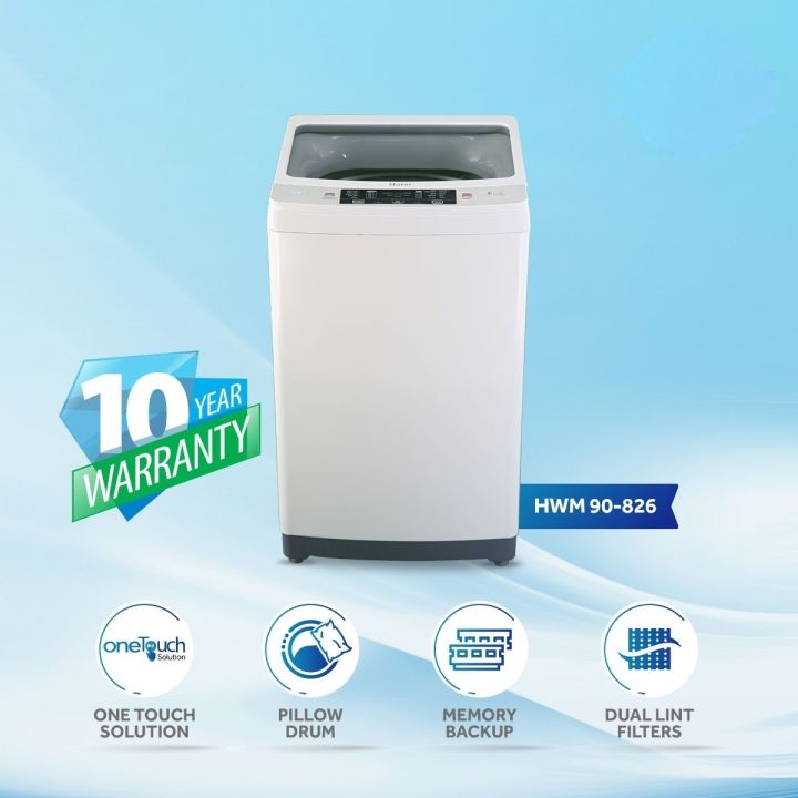Haier Fully Automatic Washing Machine HWM 90-826 9 KG Capacity Top Load Quick Wash Series With ...