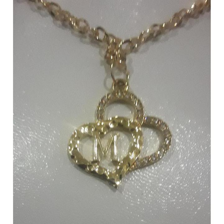 Double Heart Locket with Alphabet Letter “M” for Women | Daraz.pk