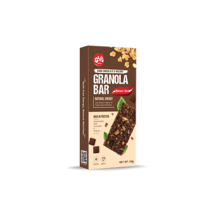 Grano Granola Bar with Dark Chocolate & Walnuts – Oats, Protein & Rich ...