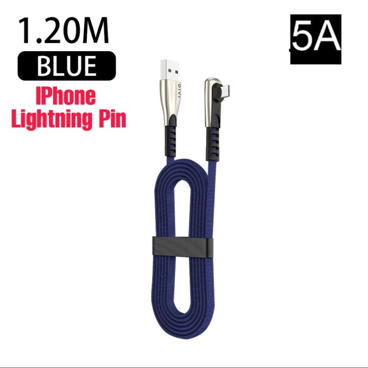 DIVI 5A L Shape 1.2M Charging Usb Cable Strong Elbow 90 Degree Cable ...