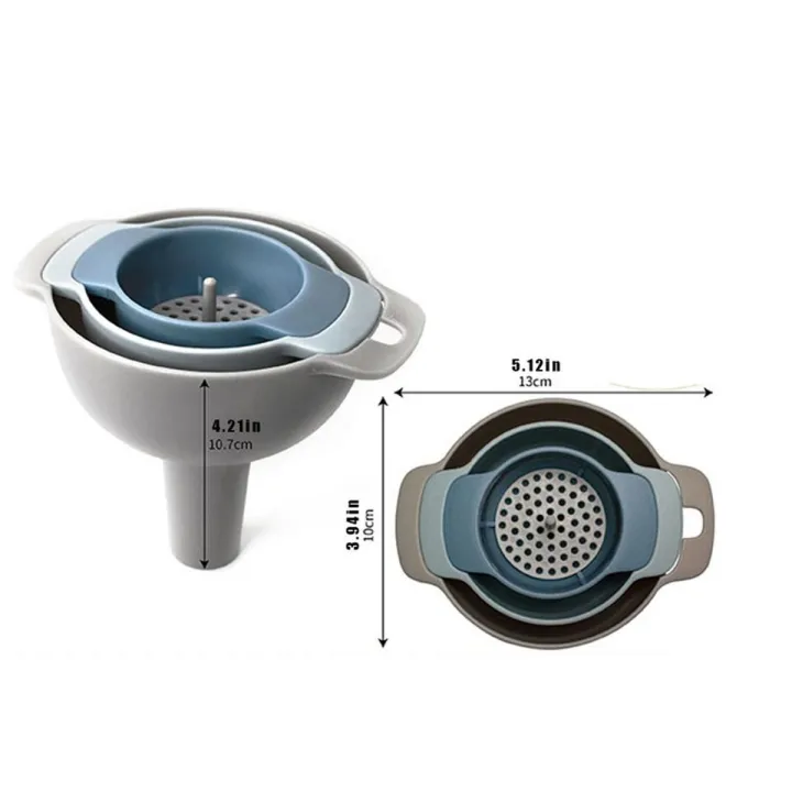 GST 4 IN 1 Multi-function Canning Funnel Set Wide Mouth Plastic Funnel ...