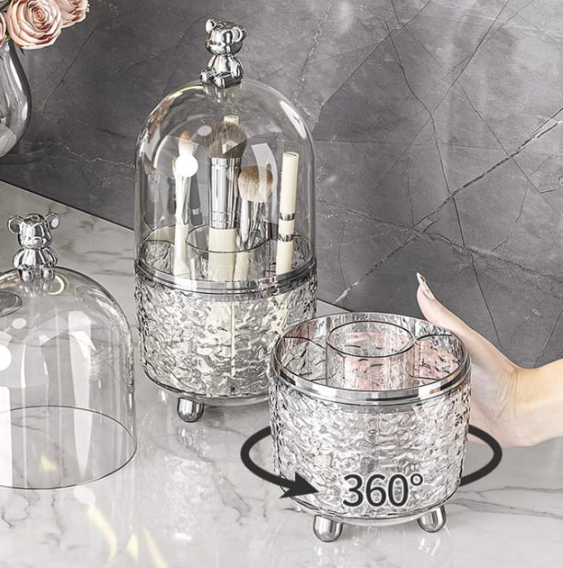 Luxury 360 Degree Rotating Makeup Brush Holders, with lid clear makeup ...