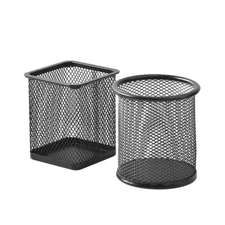 Z.M. Pack of 2 Metal Mesh Pen Stand and Stationery Holder, Black Desk ...