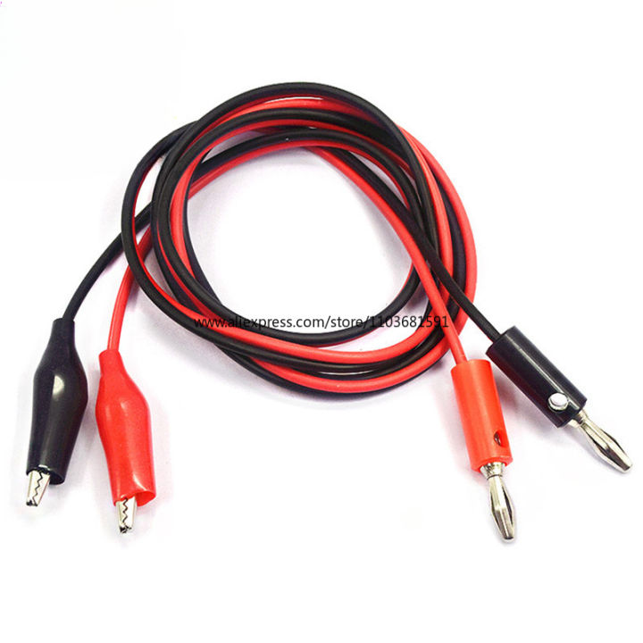 1M Alligator Cilp to Banana Plug Test Cable Lead Connector Dual Tester ...