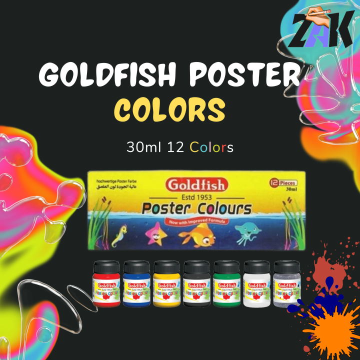 Goldfish Poster Colors 30ml 12 pc Colour Box Set for Bold and Lively ...
