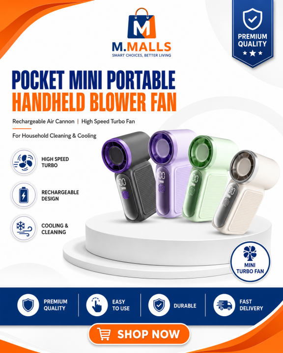 Pocket mini portable handheld pocket blowerfan rechargeable high speed ...