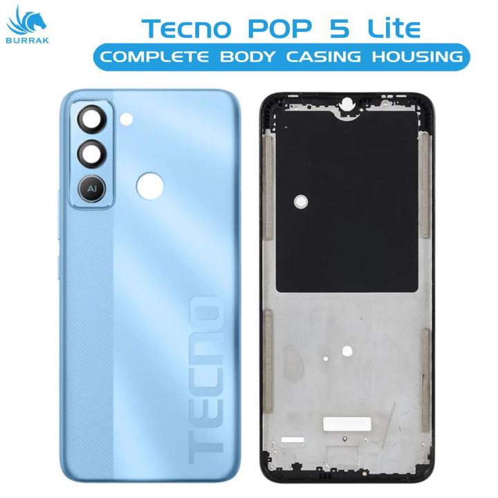 Tecno Pop 5 Lite Housing Middle Frame With Side Button and Camera Lens ...