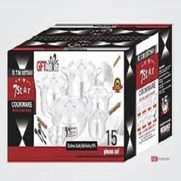 7 Star 15 Pieces Cookware Set - Silver Degchi Set - Aluminium Cooking ...