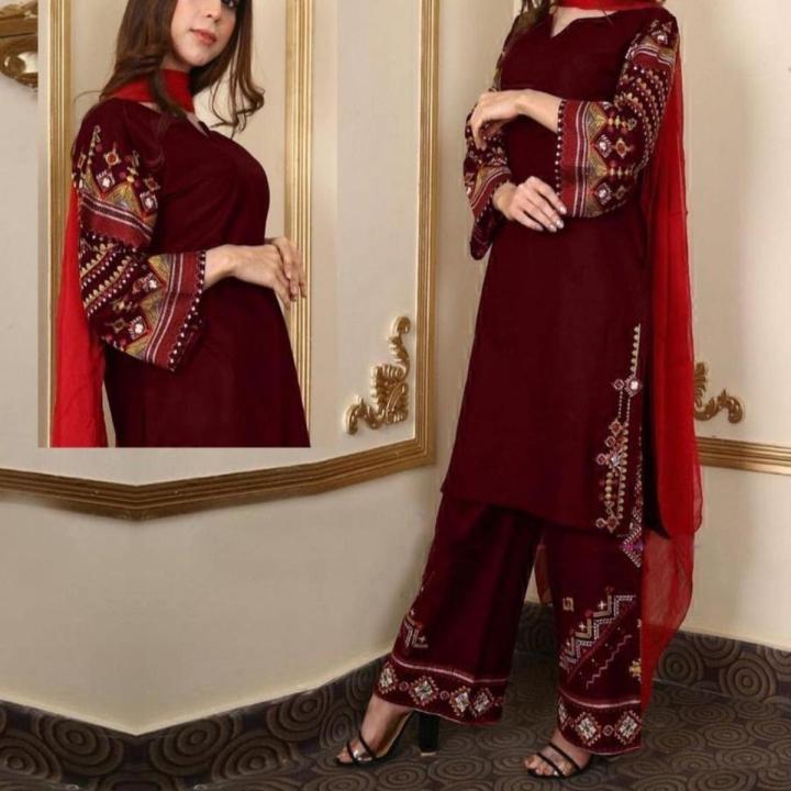 2 PC Stitched Stylish Gala (Shirt & Trouser) Linen Dress for Girls ...