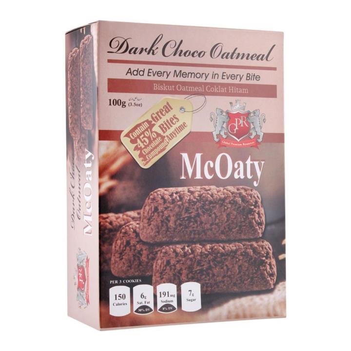 GPR McOaty Dark Choco Oatmeal Cookies 100 g Box Biscuits (Made in Malaysia) | Daraz.pk