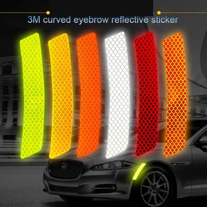 2pcs Car Reflective Strip Safety Edge Warning Sticker Car Shape ...