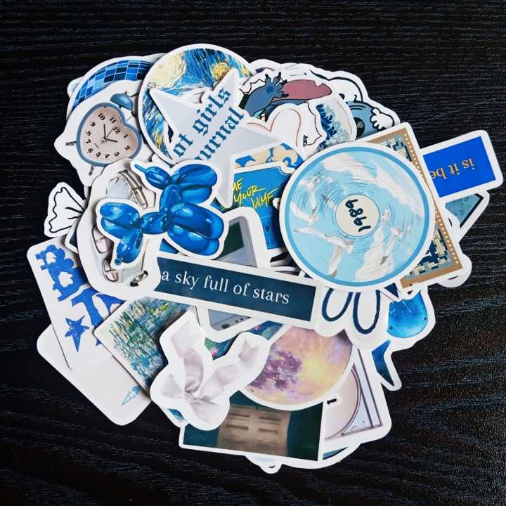 25 or 40 pcs Blue aesthetic sticker pack | sky, ocean & retro blue ...