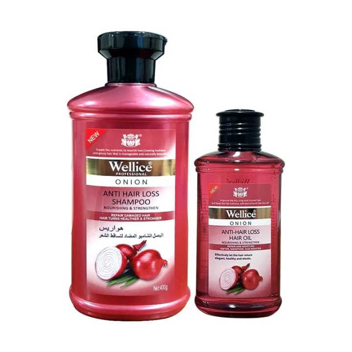 Wellice Onion Anti Hair Loss Shampoo + oil | Daraz.pk