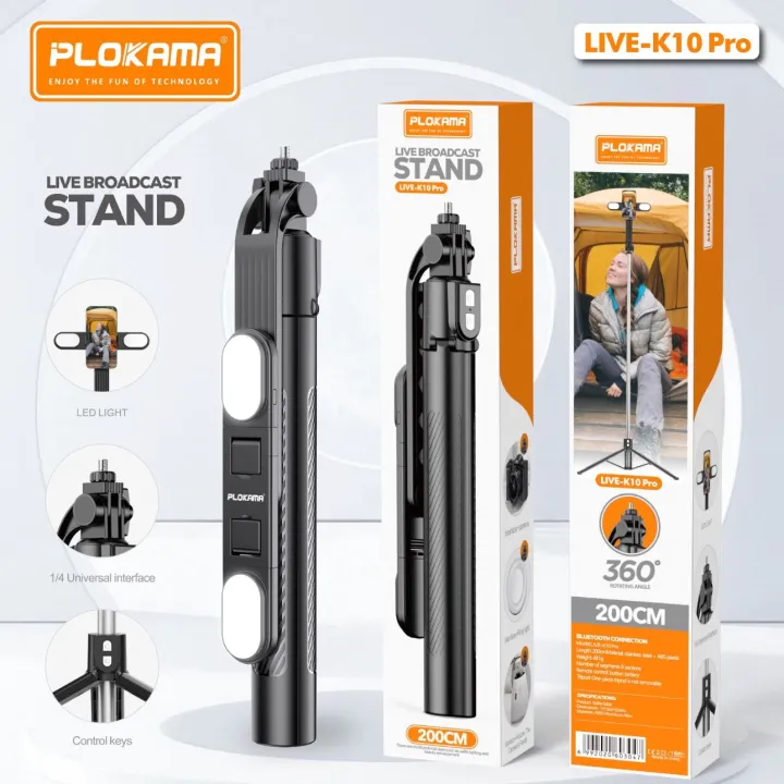 PLOKAMA 2025 New Arrival Portable Tripod Bluetooth Selfie Stick K10 Pro ...