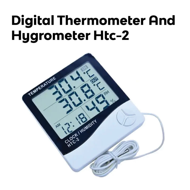 HTC-2 Digital Indoor / Outdoor Room Weather Station Thermometer Clock ...