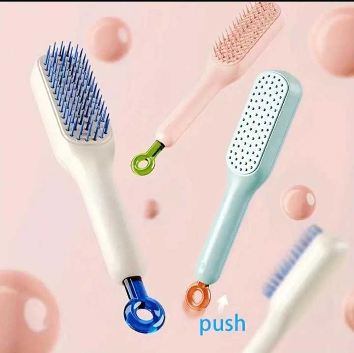 Self-Cleaning Anti-Static Hair Brush with Scalable Rotating Lifting and ...