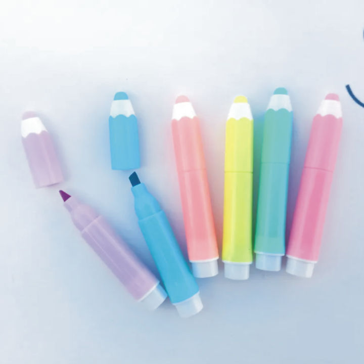 Mini Cute Pencil Shape Colourful Highlighter Markers, | Daraz.pk