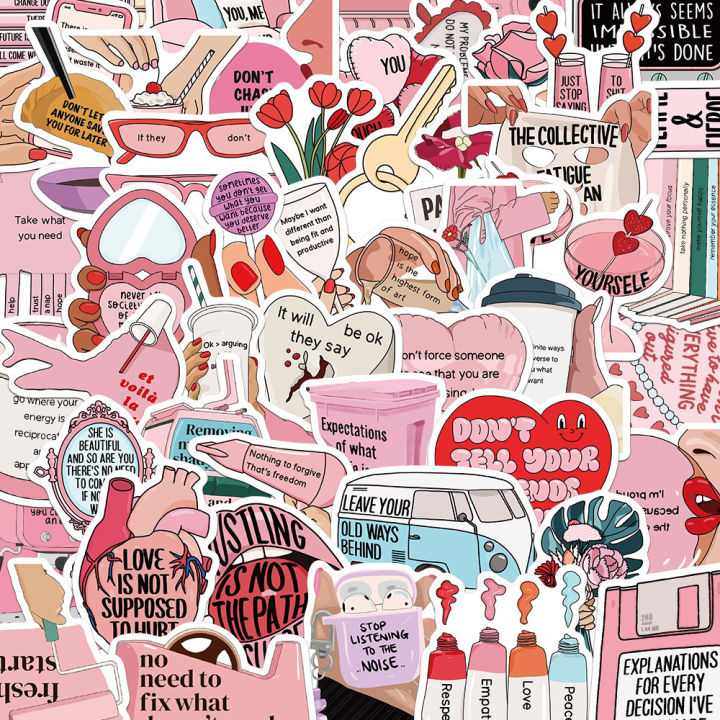 10/50pcs Cute Funny Pink Motivational Phrases Positive Stickers For ...