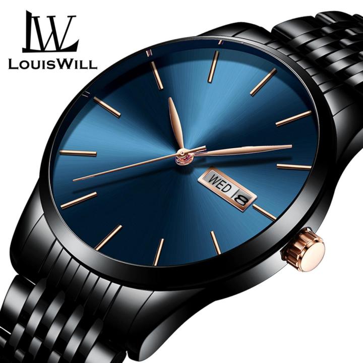 LouisWill Men Fashion Watch Machinery Quartz Watches Stainless Steel ...