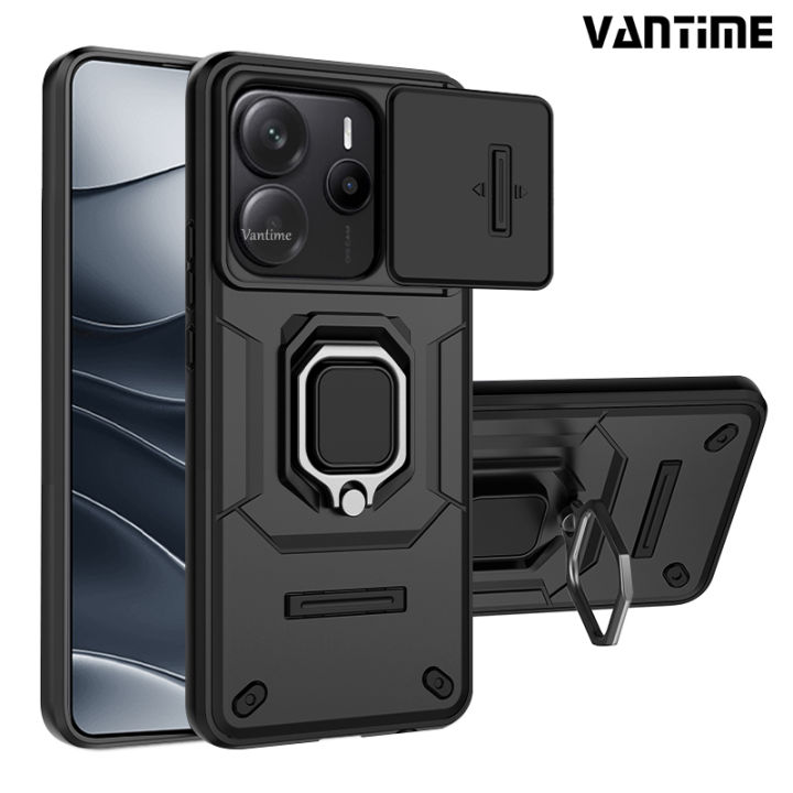 Vantime for Xiaomi Redmi Note 14 Pro+ Plus 5G Hard Case Sliding Lens Protector Stand Back Cover ...