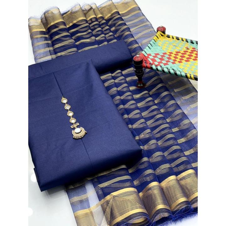 Shah Kamal Fabrics Unstitched 3 Piece Suit-Katan Silk Plain Shirt ...